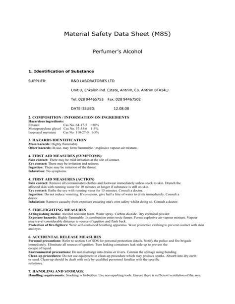 Material Safety Data Sheet Isopropyl Alcohol 70