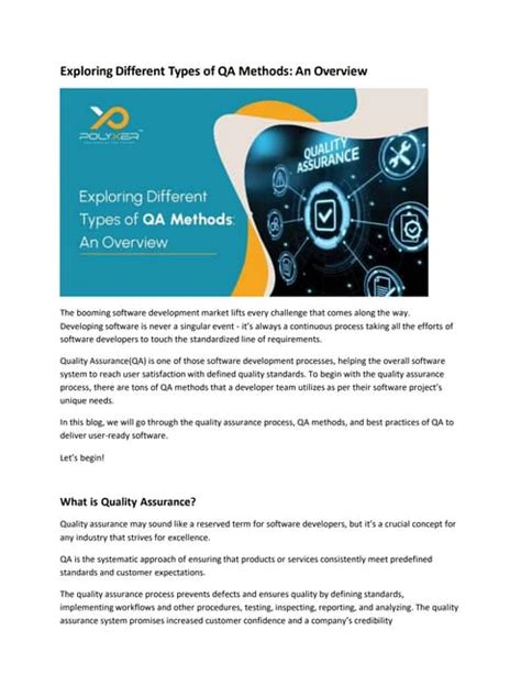 Different Types Of Qa Methodspdf