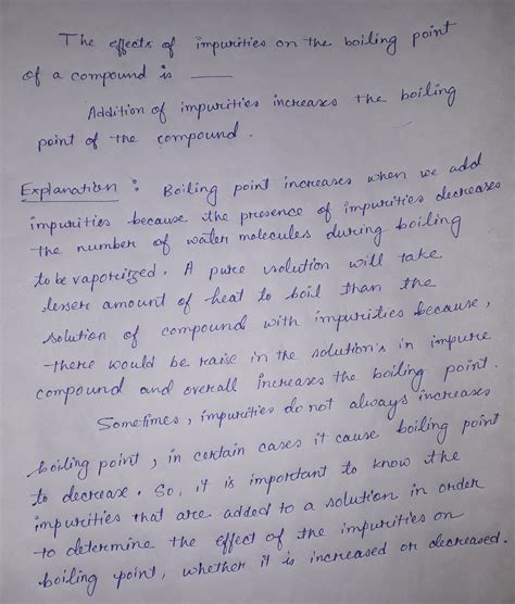 [solved] What Is The Effects Of Impurities On The Boiling Point Of A