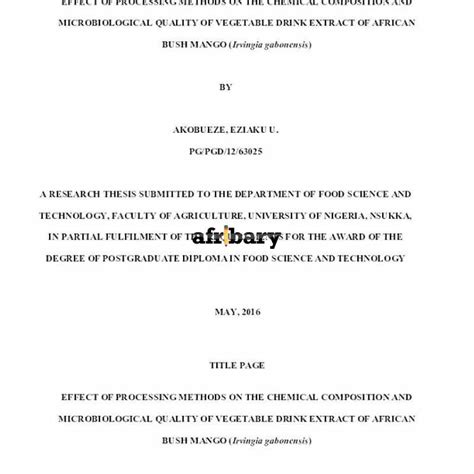 Effect Of Processing Methods On The Chemical Composition And
