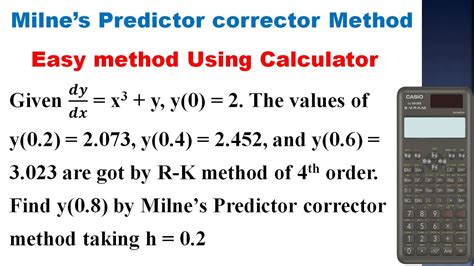 Snm Ma3251 Milnes Predictor Corrector Method Easy Method Using Calculator Problem In