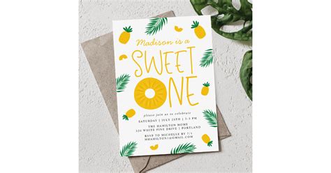 Sweet One Pineapple 1st Birthday Party Invitation Zazzle