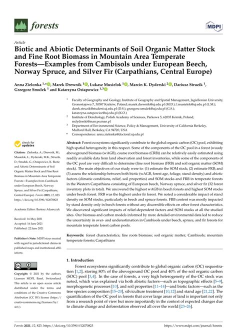 Pdf Biotic And Abiotic Determinants Of Soil Organic Matter Stock And