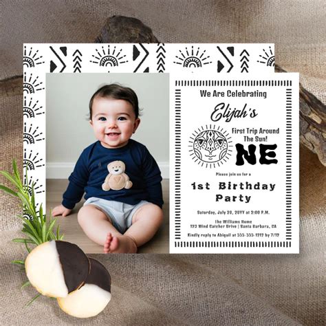 Boho First Trip Around The Sun 1st Birthday Party Invitation Zazzle