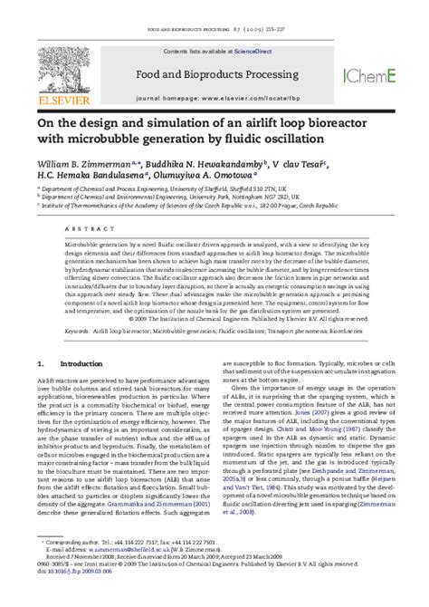 Pdf On The Design And Simulation Of An Airlift Loop Bioreactor With Microbubble Generation By