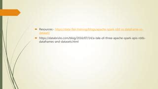 Spark Rdd Vs Data Frame Vs Dataset PPTX Databases Computer Software And Applications