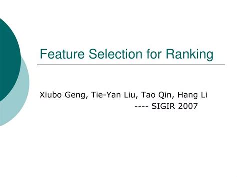 ppt feature selection for ranking powerpoint presentation free