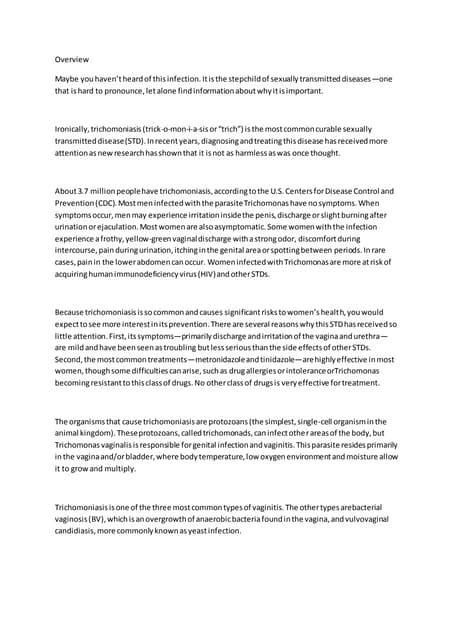 What Is Trichomoniasis Docx Sexual Conditions Sexual Health