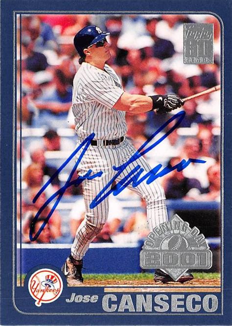 Jose Canseco Autographed Baseball Card New York Yankees 2001 Topps