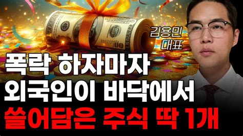 주식 폭락 하자마자 외국인이 바닥에서 쓸어담은 주식 딱 1개 주식전망 2024년주식전망 5월주식전망 대폭락 Youtube