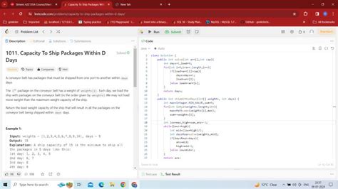 Rohit Singh Bisht On Linkedin 🚀 Day 32 Of Coding 100daysofcode Problem 1 Capacity To Ship