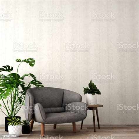 3d 렌더링 3d 그림 거실 또는 안락의 자 현대 스타일에서 리셉션을 위한 인테리어 디자인 테이블 나무 바닥과 흰 벽에 식물 3차원 형태에 대한 스톡 사진 및 기타 이미지