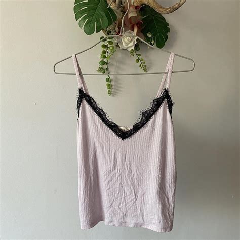 Urban Outfitters Ribbed Lace Trim Cami Vest Top Depop