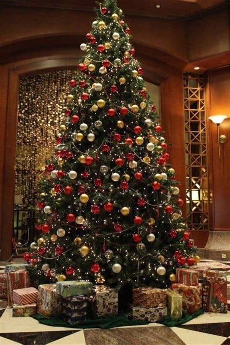 Brad De Craciun Decorat Cu Rosu Si Auriu Pentru O Eleganta Impecabila