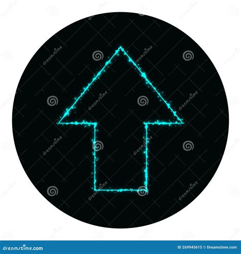 Arrow Icon Of Cyan Lights On Black Background Stock Illustration