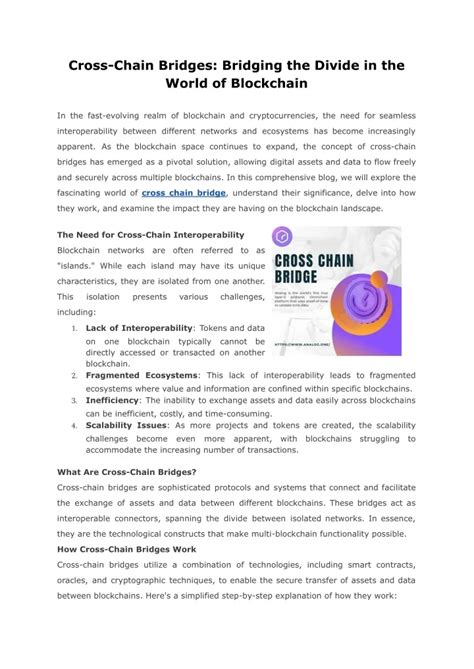 ppt cross chain bridges bridging the divide in the world of