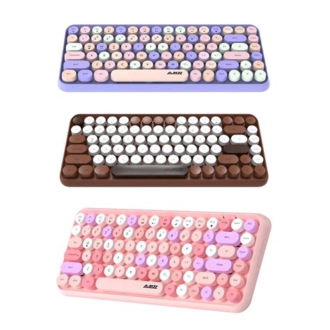 Gaming Keyboard Mini 84 Key Compact Keyboard Cute Retro Round Keycap Frosted Panel 