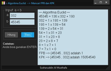Algoritma Euclid Menggunakan Delphi Pustaka Matematika