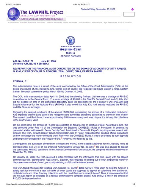 Report On The Financial Audit Conducted On The Books Of Accounts Of