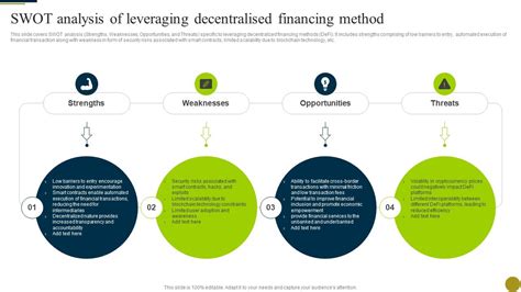 Swot Analysis Of Leveraging Decentralised Financing Method Understanding Role Of Decentralized