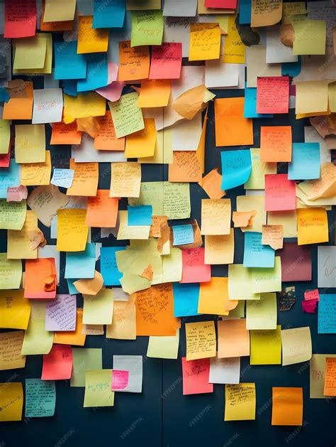 Assorted Sticky Note On Wall Premium Ai Generated Image