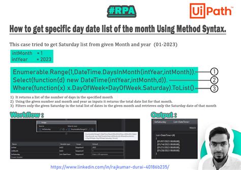 How To Get Specific Day Date List Of The Month Using Method Syntax