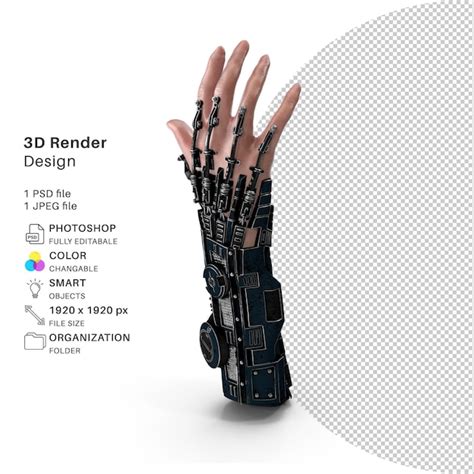 Premium Psd Bionic Hand 3d Modeling Psd File Realistic Hand