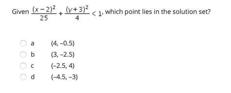 Given Startfraction X Minus 2 Squared Over 25 Endfraction Startfraction Y 3 Squared Over