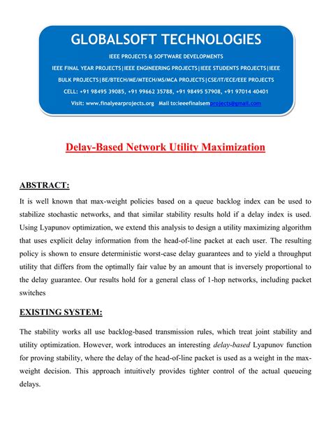 Delay Based Network Utility Maximization Pdf