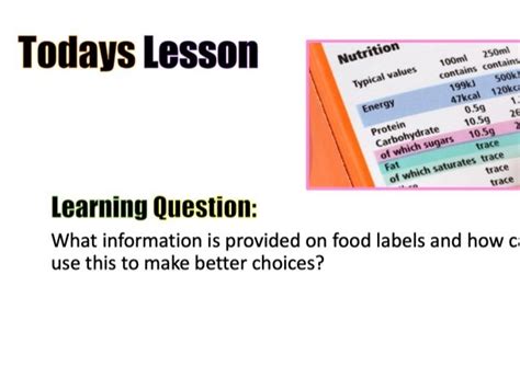 Reading Food Labels Teaching Resources