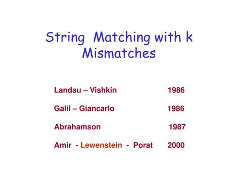 Ppt Survey String Matching With K Mismatches Powerpoint Presentation