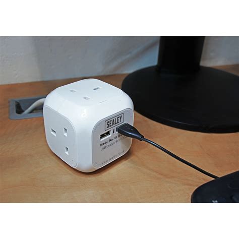 Extension Cable Cube M X V X Usb Sockets White Multimax Direct