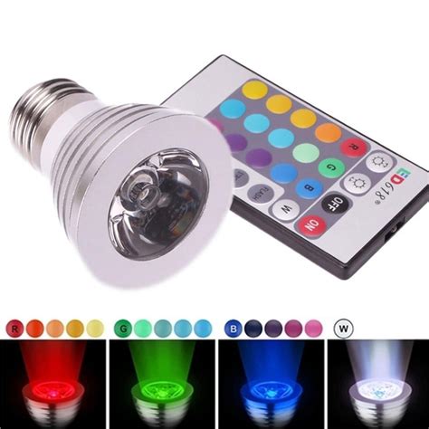 L Mpada Rgb Led Spot E W Bivolt Cores Controle Remoto R Em Mercado Livre