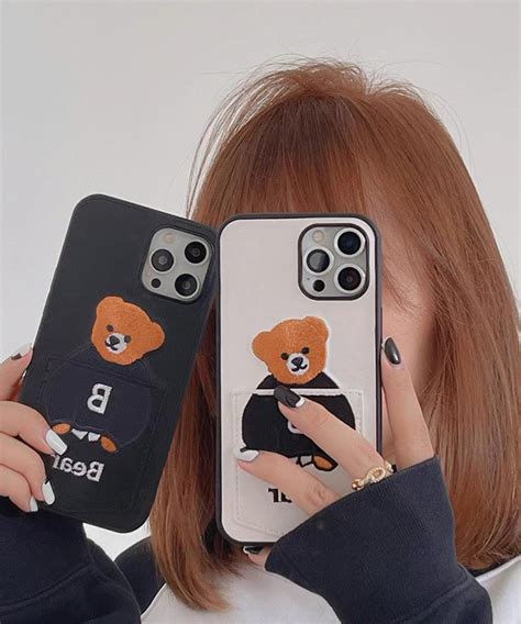 당일발송🚚 아이폰 15 14 13 12 11 미니 프로 맥스 플러스 Se3 Xr 커플 심플 귀여운곰돌이 카드 수납 폰 케이스 에이블리