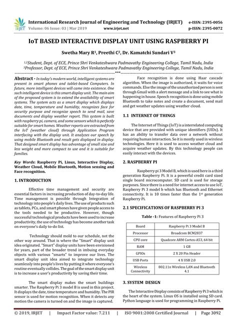 IRJET Iot Based Interactive Display Unit Using Raspberry PI PDF