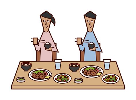 먹는 사람남녀의 일러스트 무료 일러스트 소재집 Kukukeke
