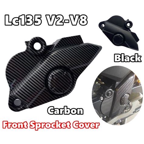 Lc135 V2 V8 Front Sprocket Cover Spocket Carbon Black Depan Hitam Carbon Fiber Yamaha 135lc V2