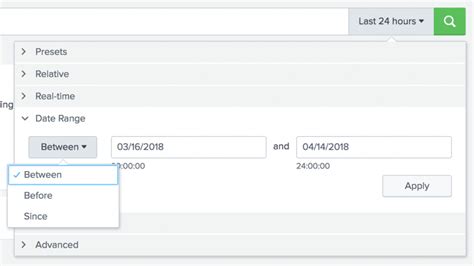 Select Time Ranges To Apply To Your Search Splunk Documentation