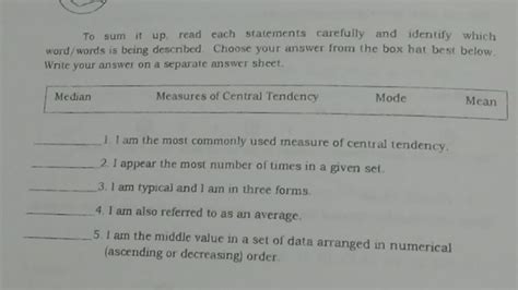 Solved To Sum It Up Read Each Statements Carefully And Identify Which
