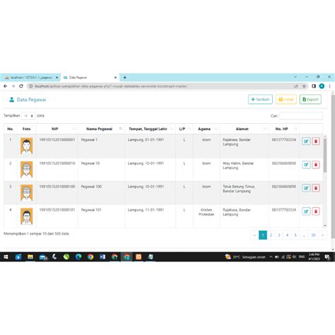 Jual Source Code Program Aplikasi Pengolahan Data Pegawai Dengan Php 7