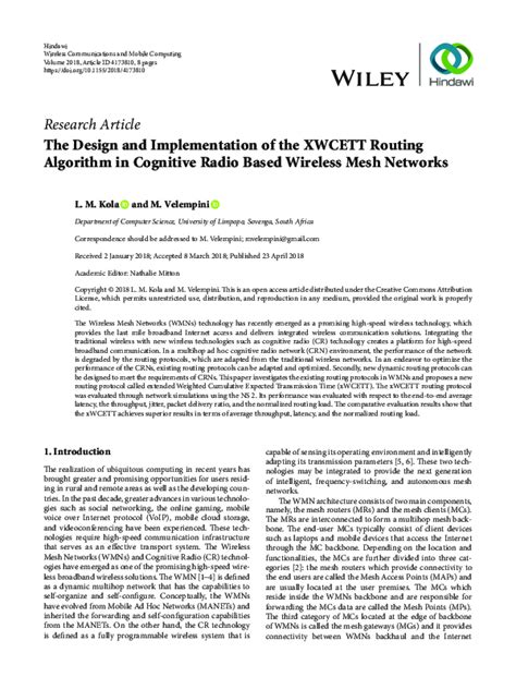 Pdf Xwcett Routing For Cognitive Radio Mesh Networks