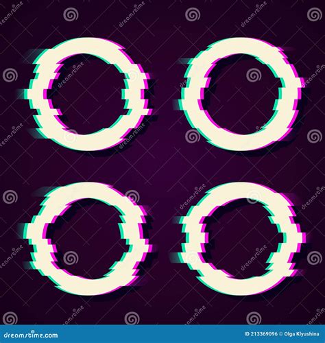 glitch circle frame tv distorted signal chaos glitched ring light effect distortion frames and