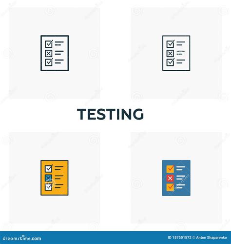 Testing Icon Set Four Elements In Diferent Styles From Design Ui And Ux Icons Collection Stock