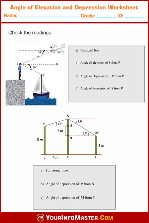 84 Angles Of Elevation And Depression Worksheet Answers