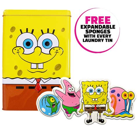 Ecoegg X Spongebob Storage Tin With Free Pop Up Character Sponges Pack Of 4 Ecoegg