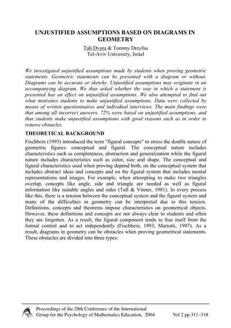 Pdf Unjustified Assumptions Based On Diagrams In Geometry