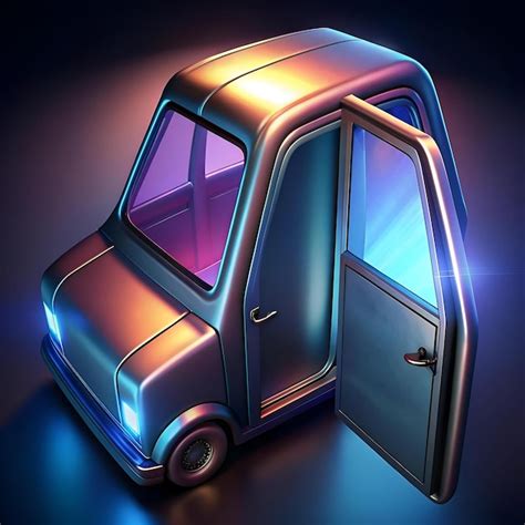 A Vibrant 3d Stylized Car Icon With An Open Door Perfect For Mobile App Design Website