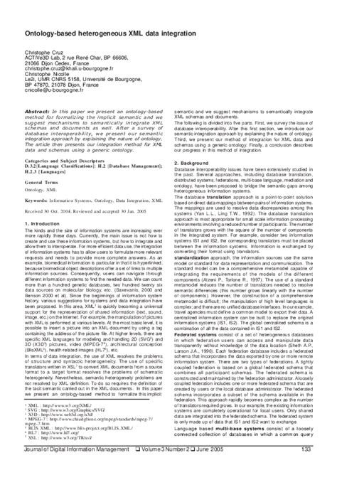 Pdf Ontology Based Heterogeneous Xml Data Integration