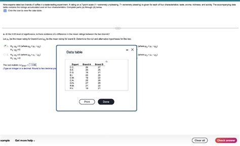 Solved The Test Statistic Type An Integer Or A Decimal