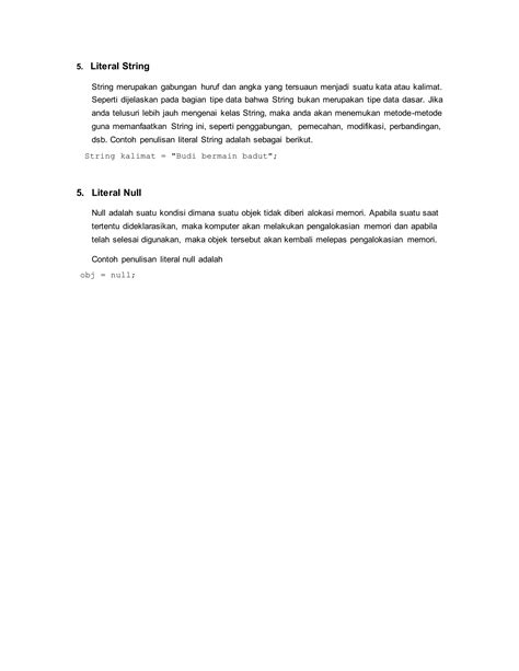 Macam Macam Literal Java Docx